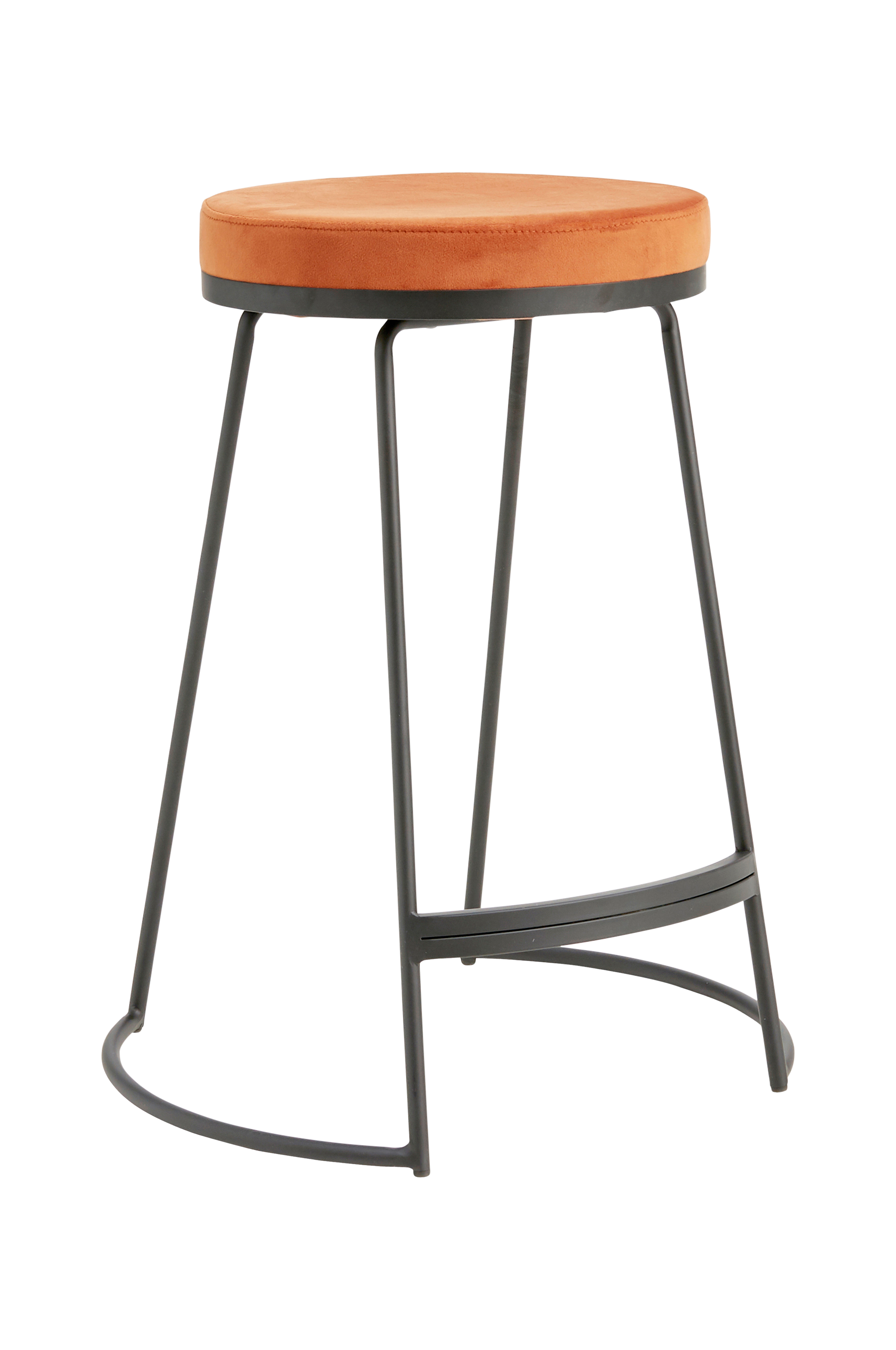 Ellos Home Barstol Lukas i fløyel, 65 cm - Grå - Barstoler | Ellos.no