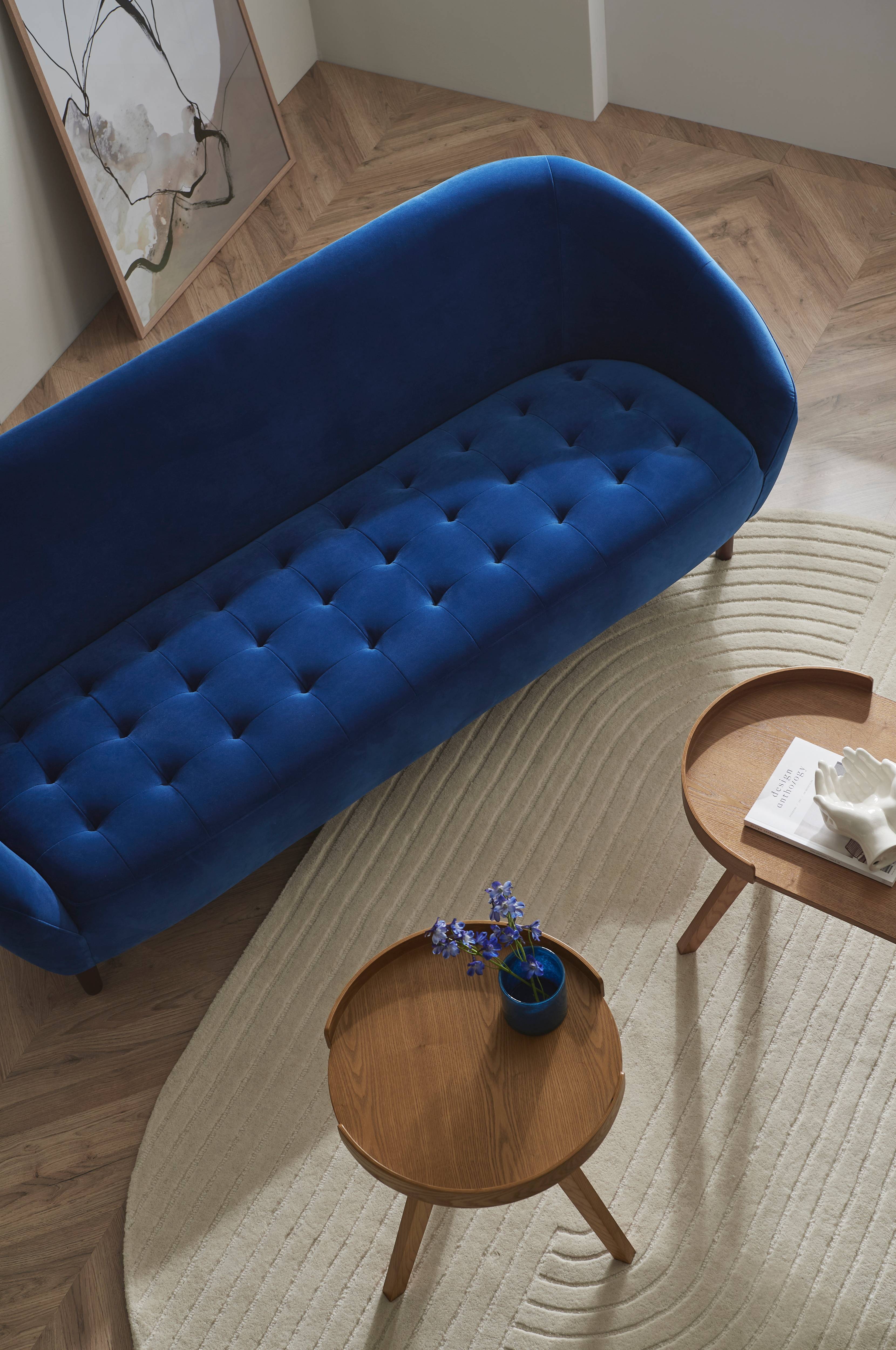 Ellos Sofa Codrian 3-pers. i velour - Blå - Sofaer | Ellos.dk