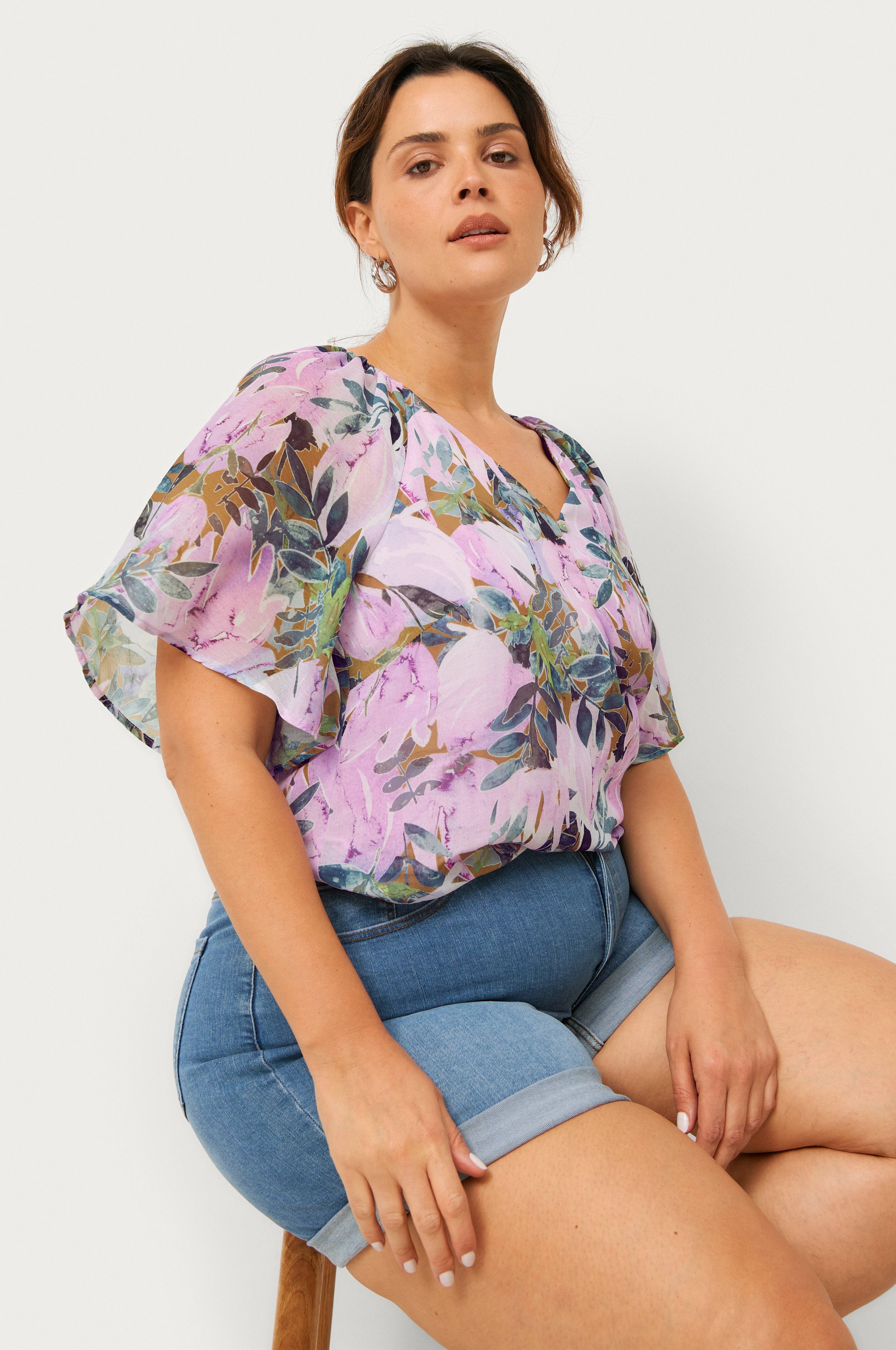 Zizzi Bluse eLavrin S/S Blouse - Rosa - Bluser | Ellos.no