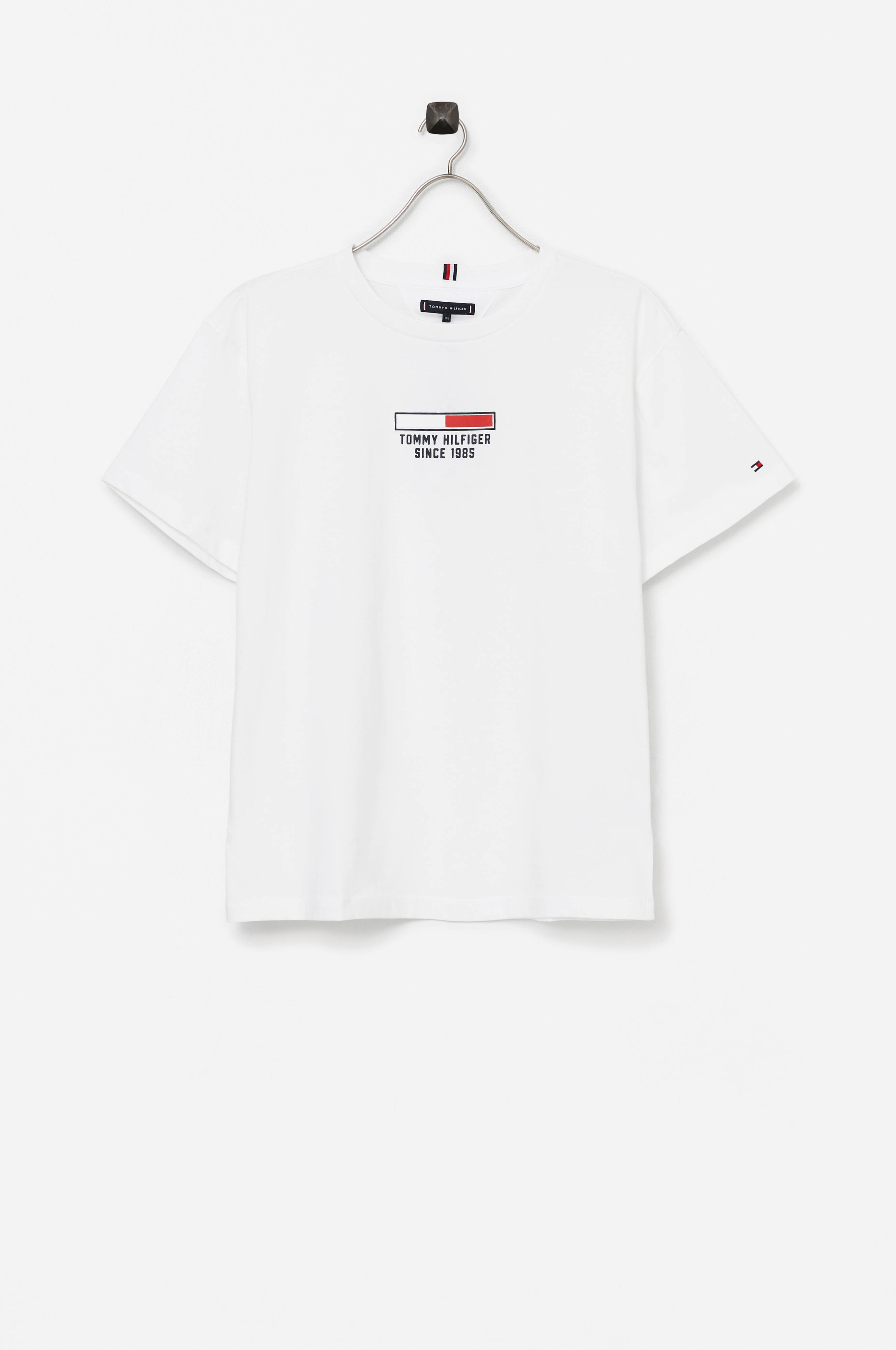 Tommy Hilfiger T-shirt Flag Logo Tee S/S - Hvid - T-shirts | Ellos.dk