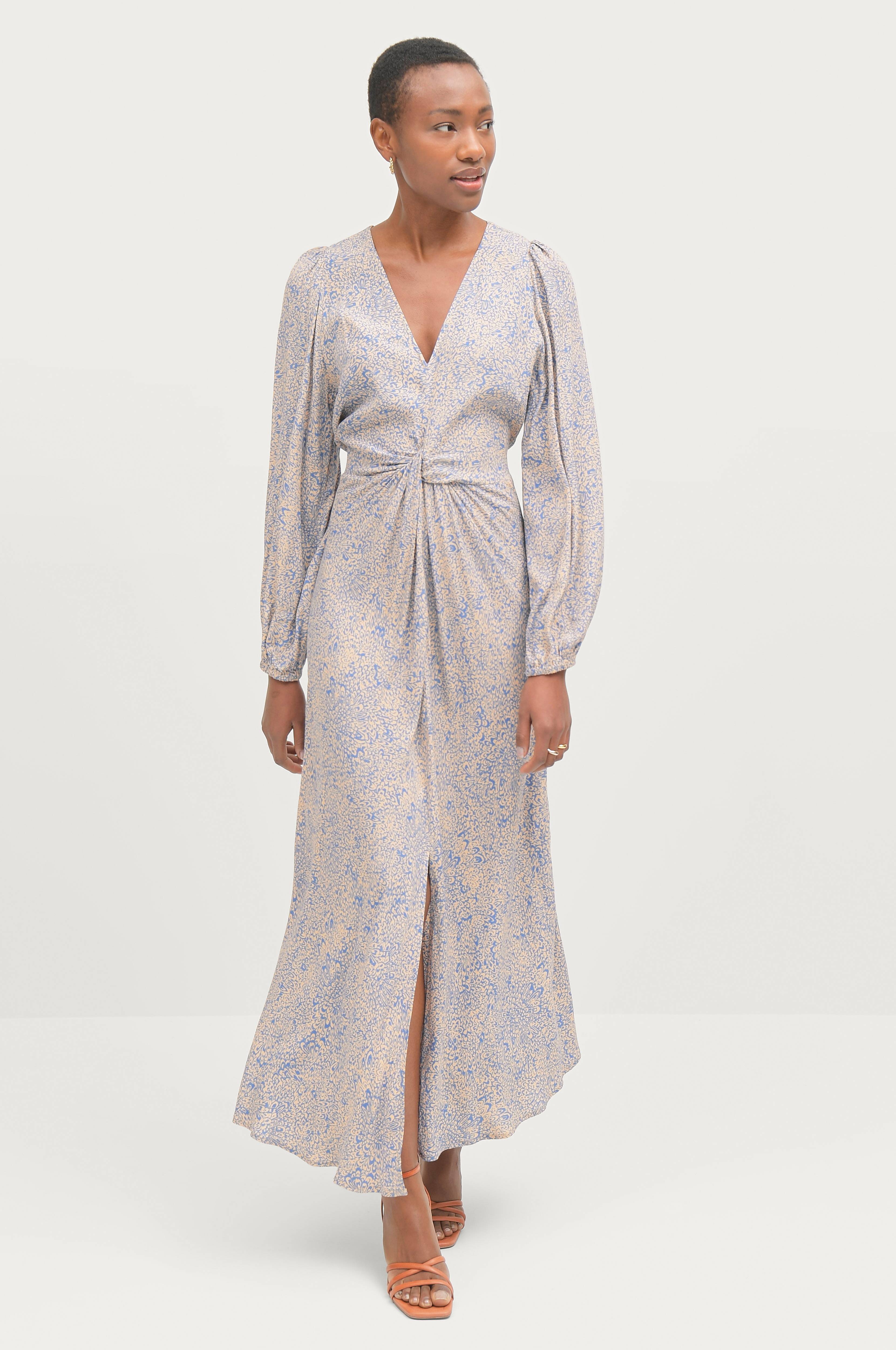 Second Female Maxiklänning Gioia Dress - Blå - Festklänningar | Ellos.se