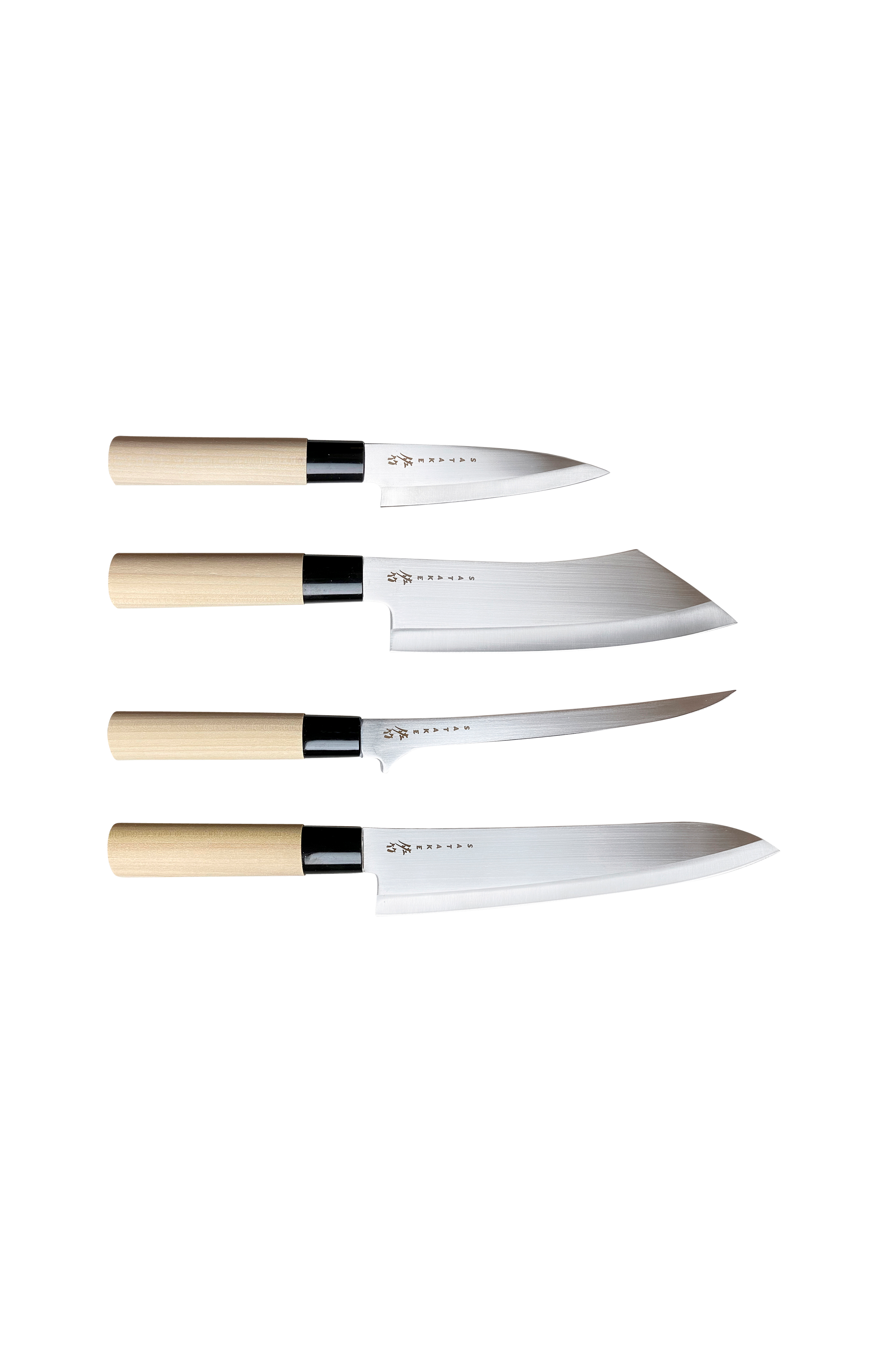 Satake Knivset Satake Houcho med Gyuto, Filé, Hakata & Petty i balsabox - Silver - Knivset ...