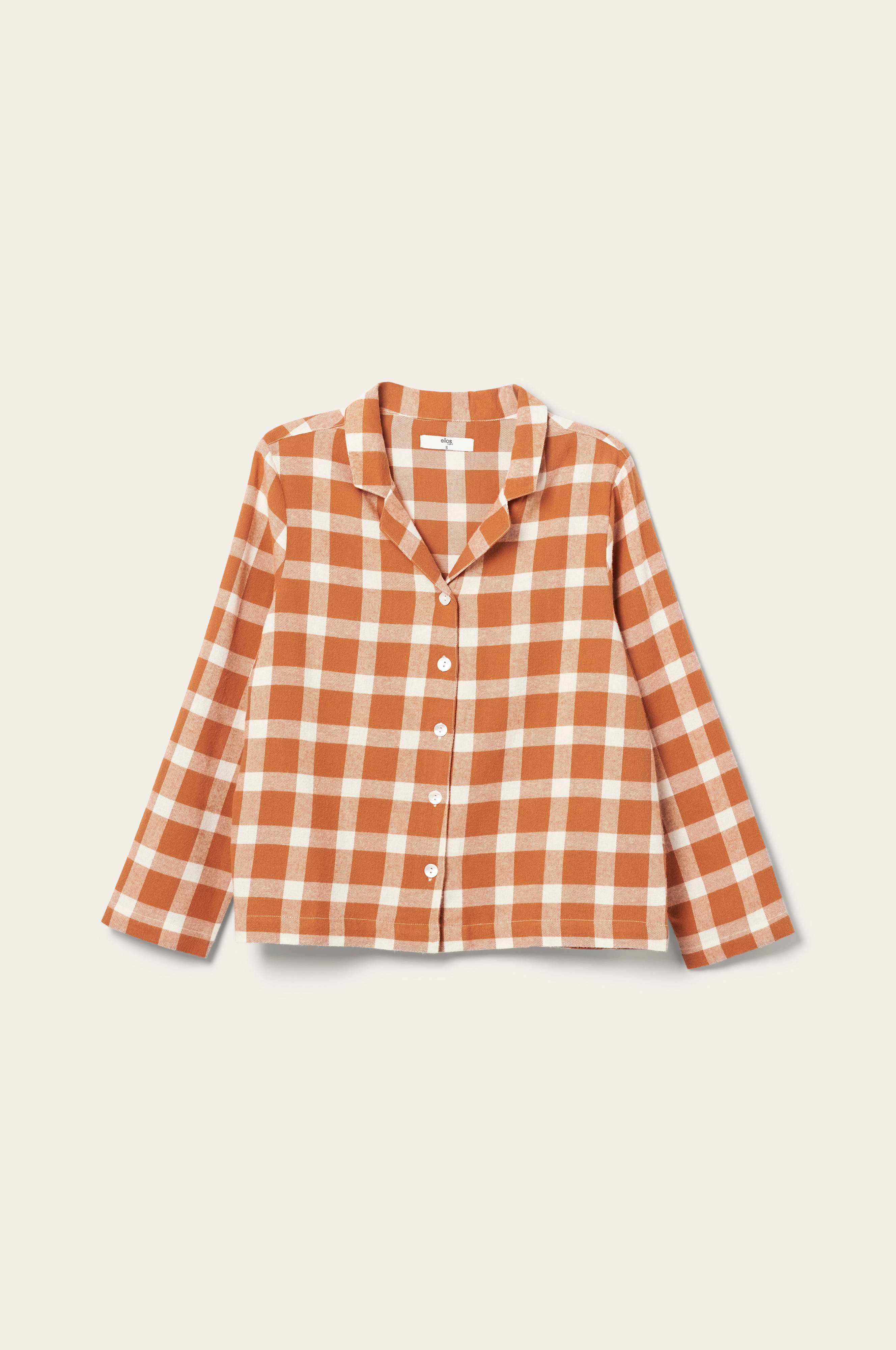 Ellos Pyjamasskjorte Valerie Check i bomullsflanell - Brun - Pyjamas ...