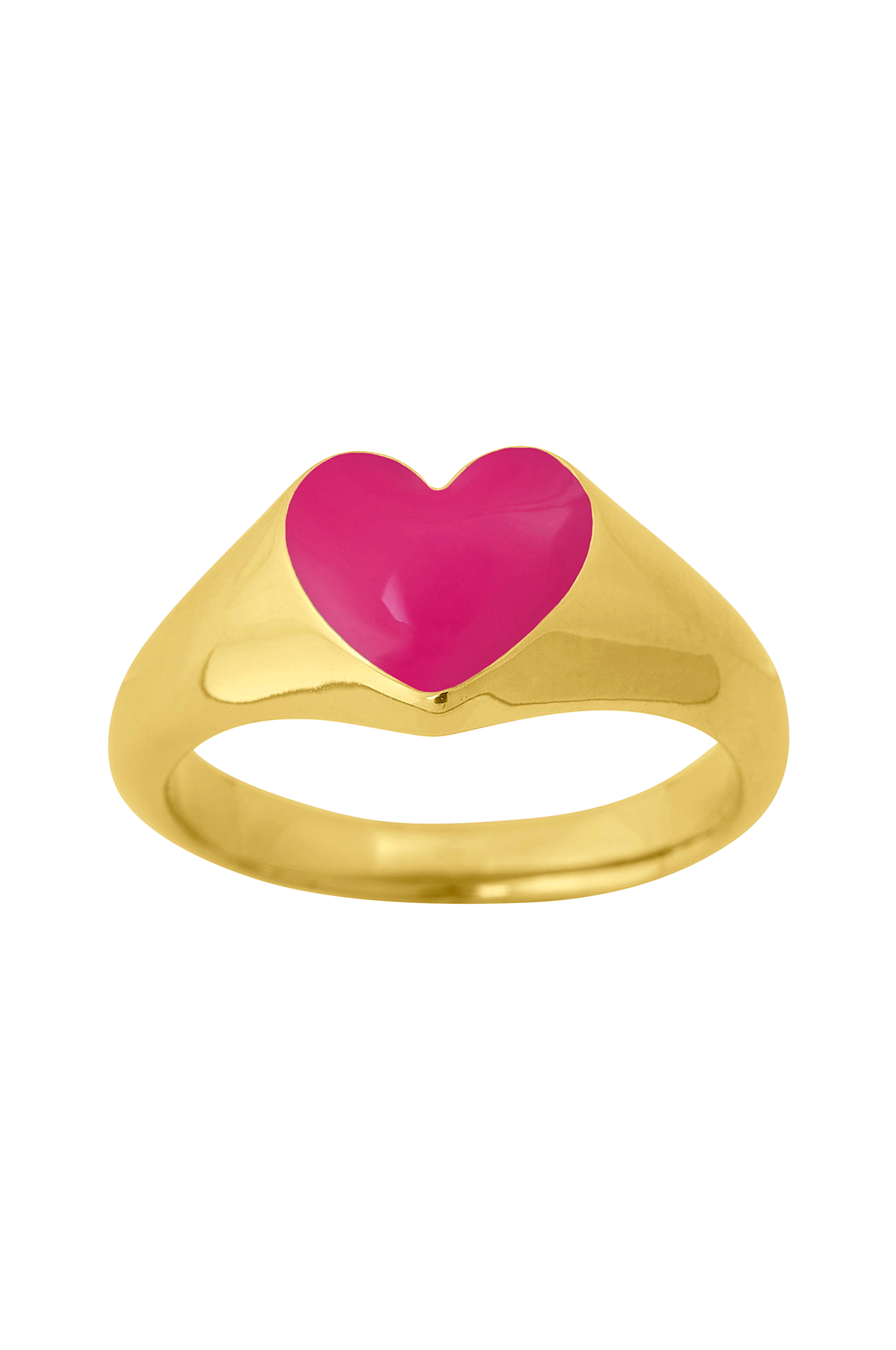 Edblad Ring Signet Heart Fuchsia - Gull - Ringer | Ellos.no