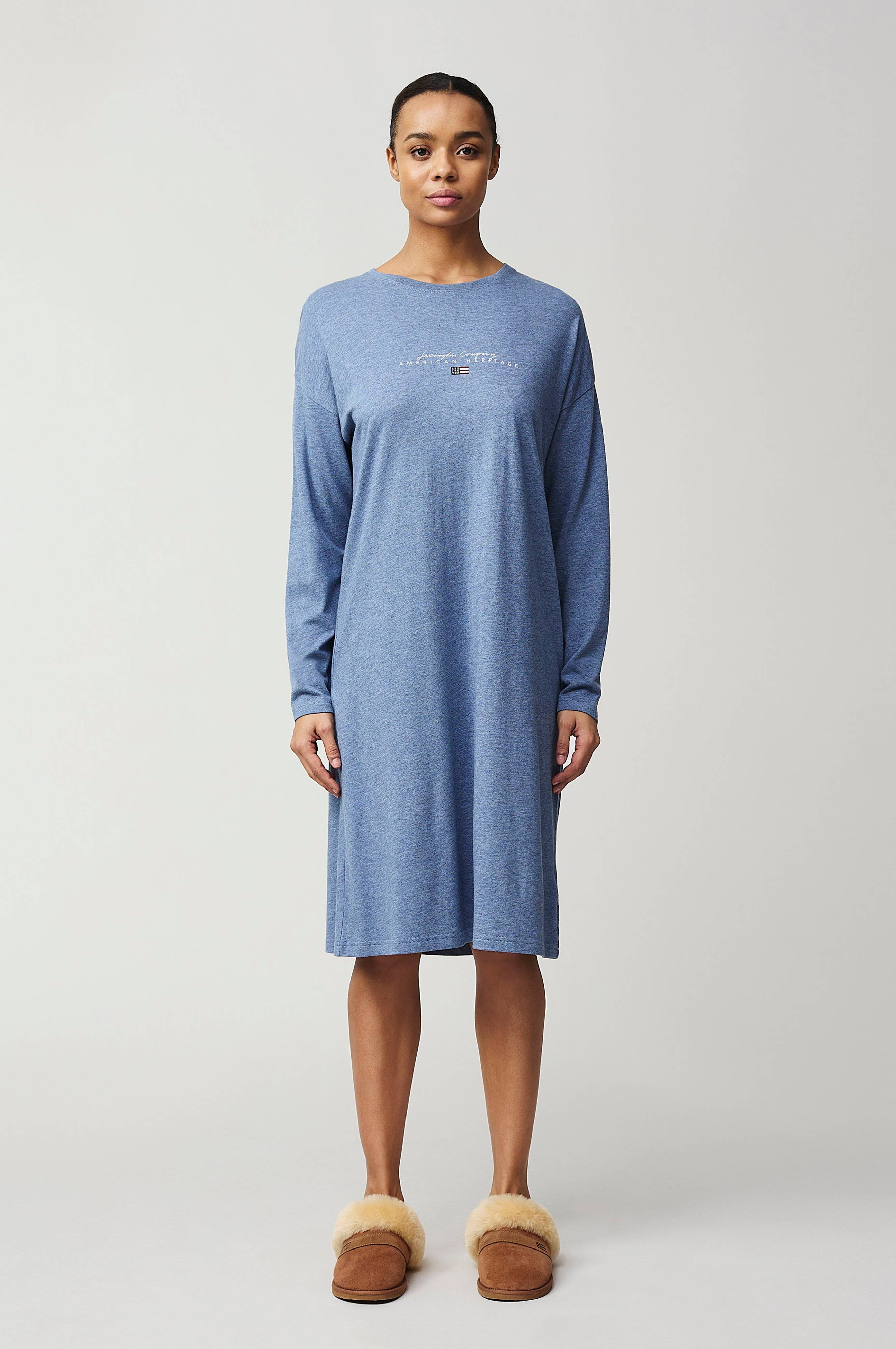 Lexington Nattlinne Angelica Cotton Modal Jersey Nightgown - Blå ...