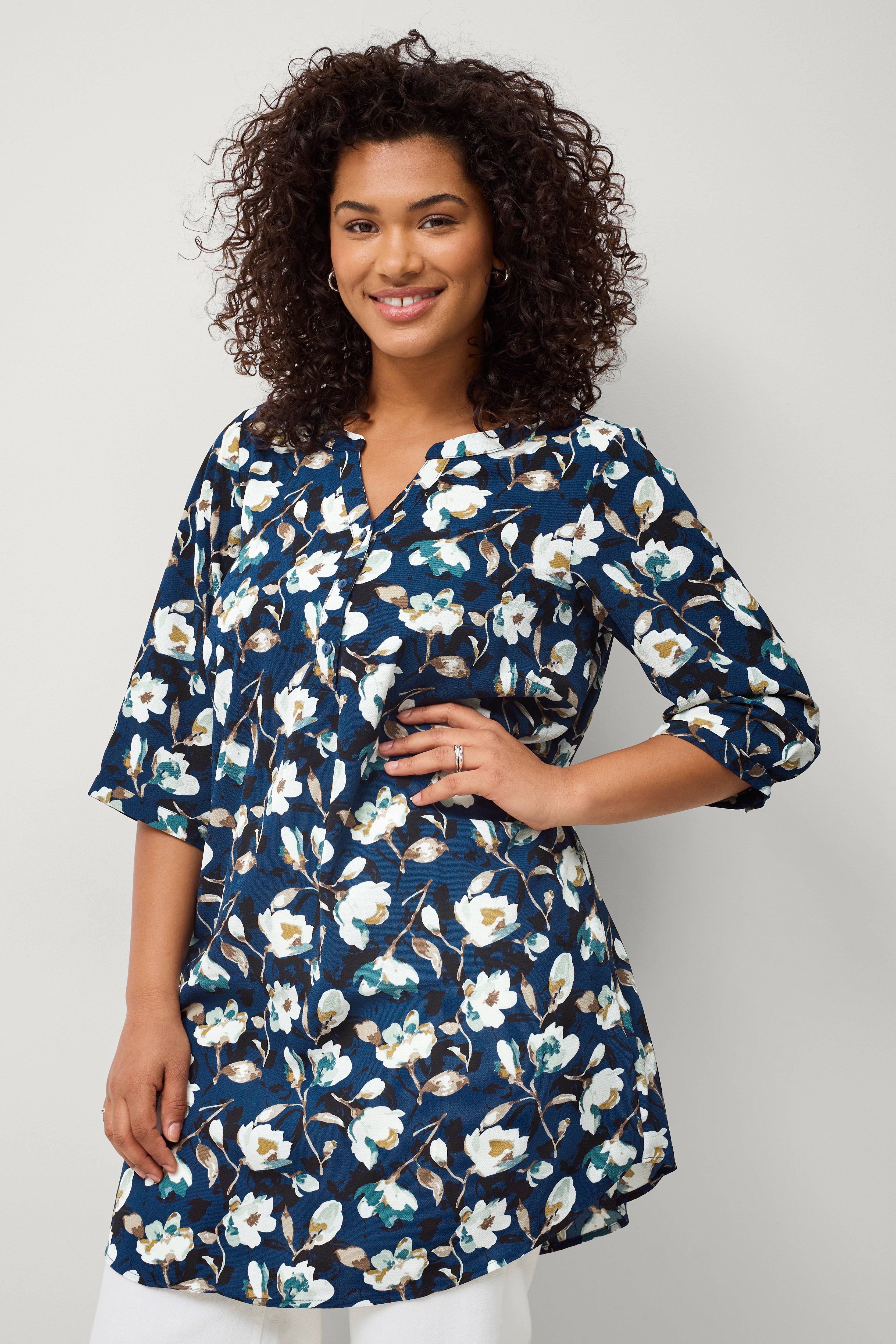 Zizzi Tunika caAnni 3/4 Tunic - Sininen - Tunikat | Ellos.fi