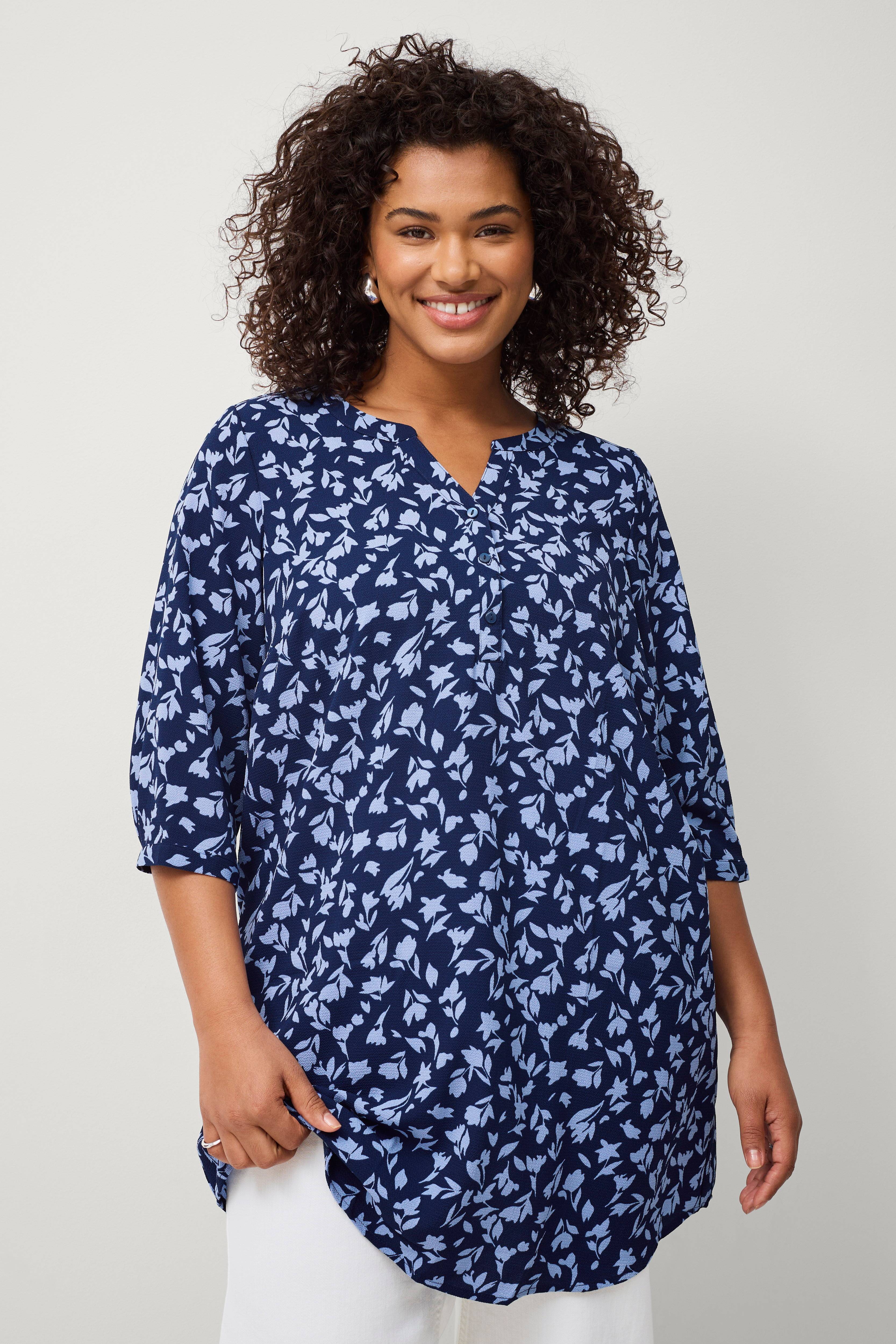 Zizzi Tunika caAnni 3/4 Tunic - Sininen - Tunikat | Ellos.fi