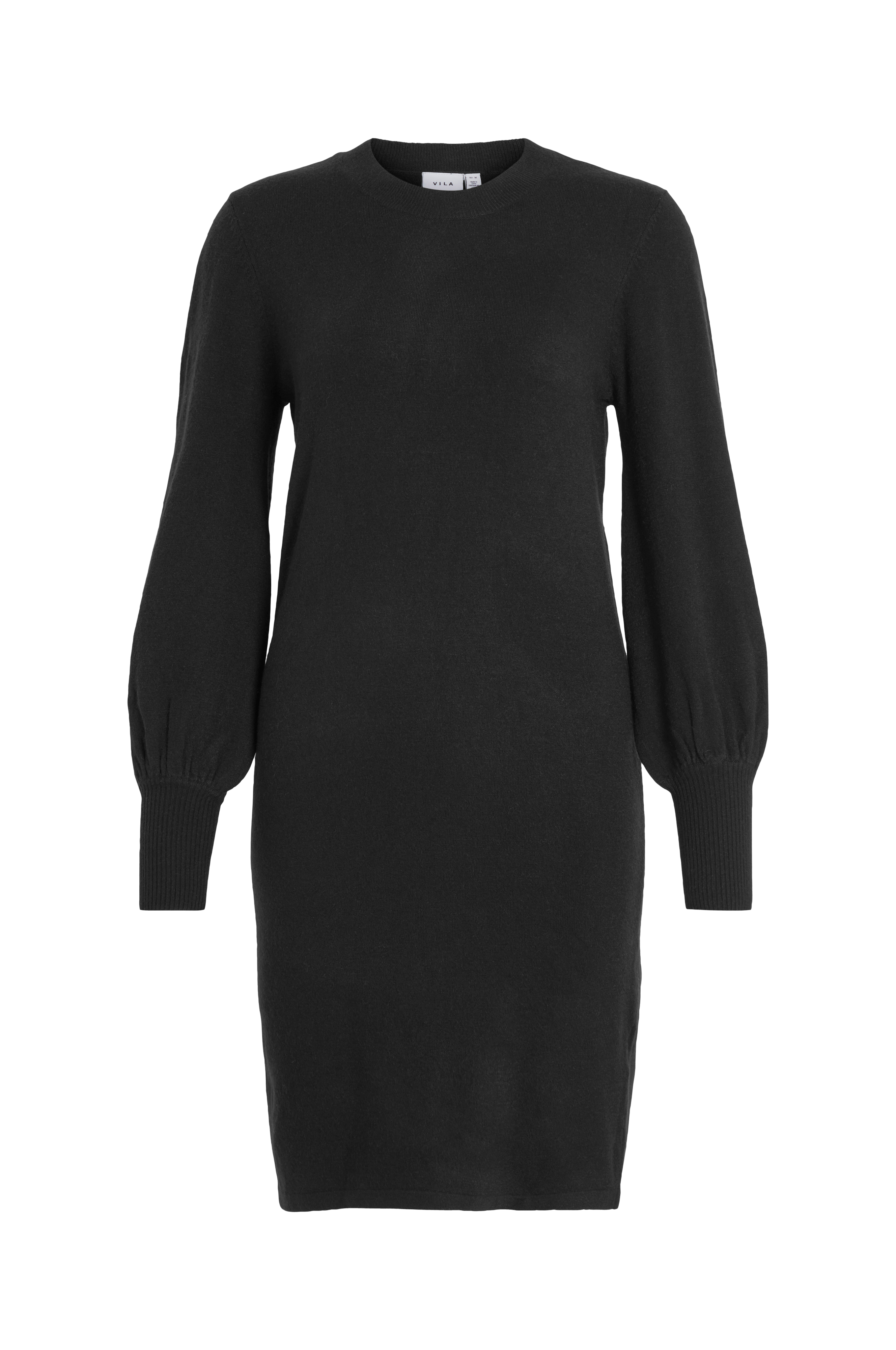 Vila Kjole viKerry O-neck Knit Dress - Sort - Midikjoler | Ellos.dk