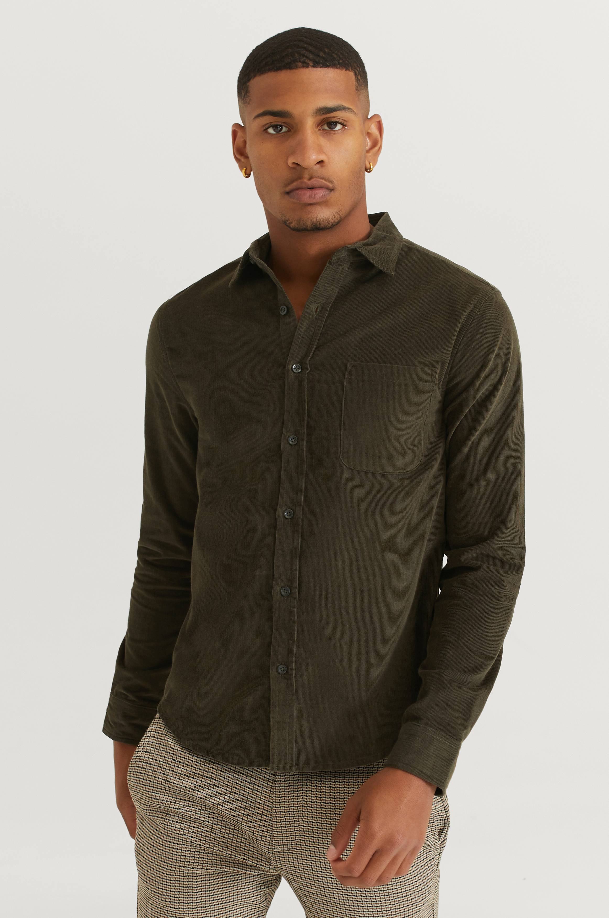 Studio Total Skjorta Melker Baby Cord Shirt - Grön - Långärmade ...