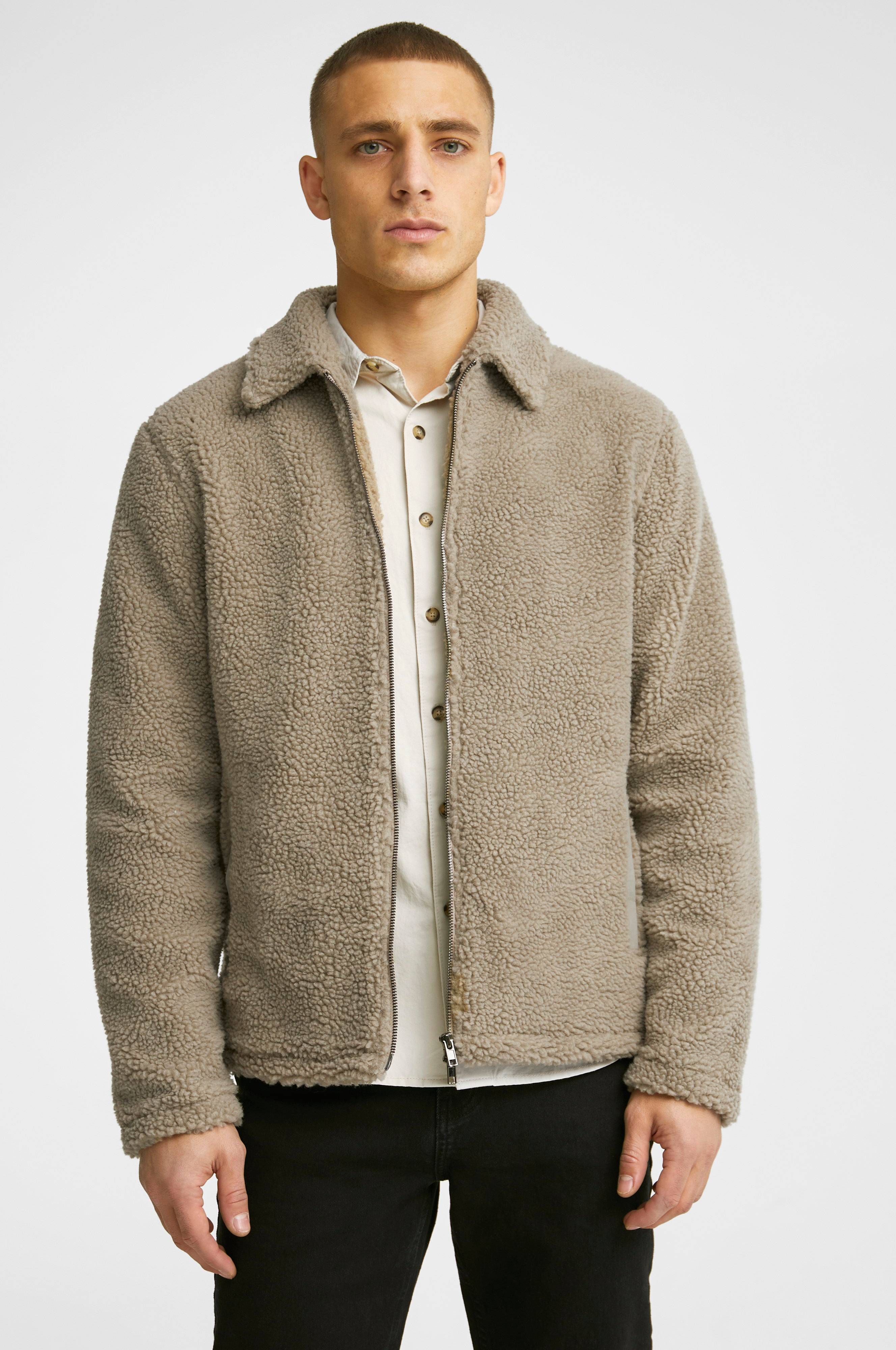 Studio Total Pile Bomber - Beige - Fleecetröjor | Ellos.se