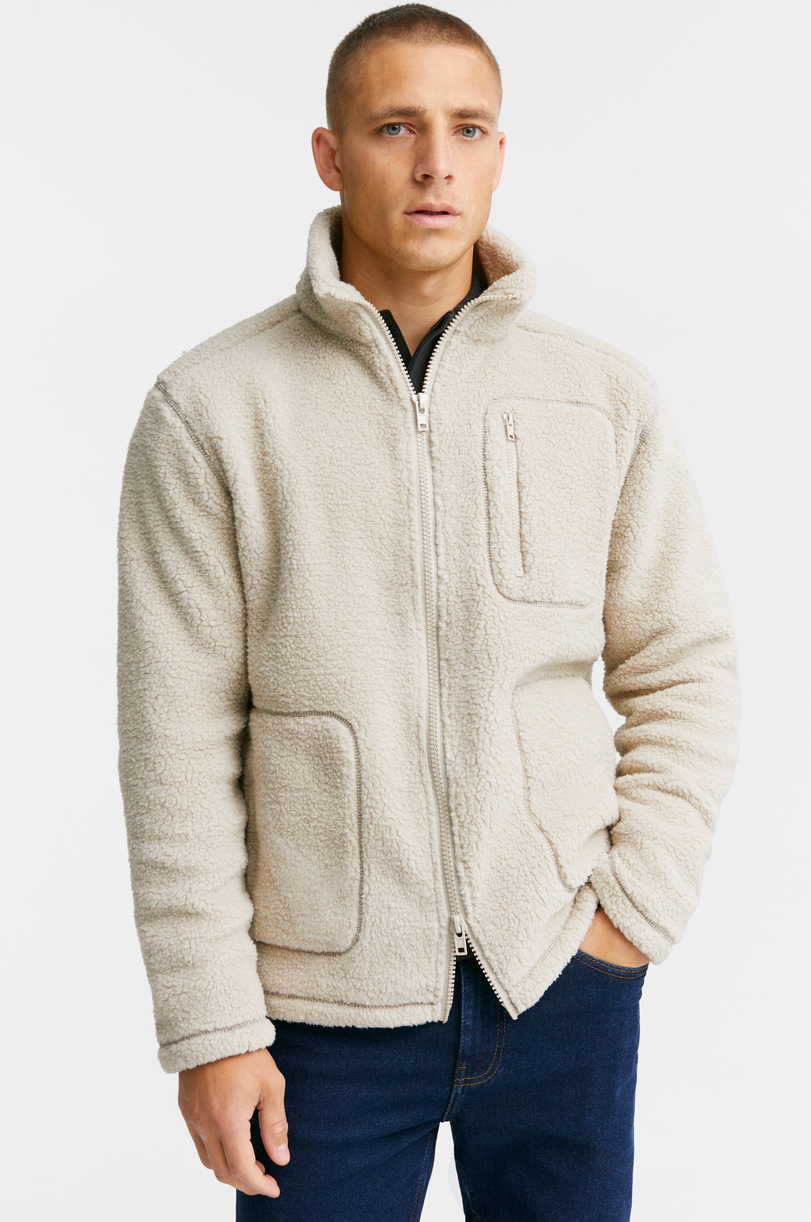 Studio Total Teddyjacka Soft Pile Jacket - Natur - Fleecetröjor | Ellos.se