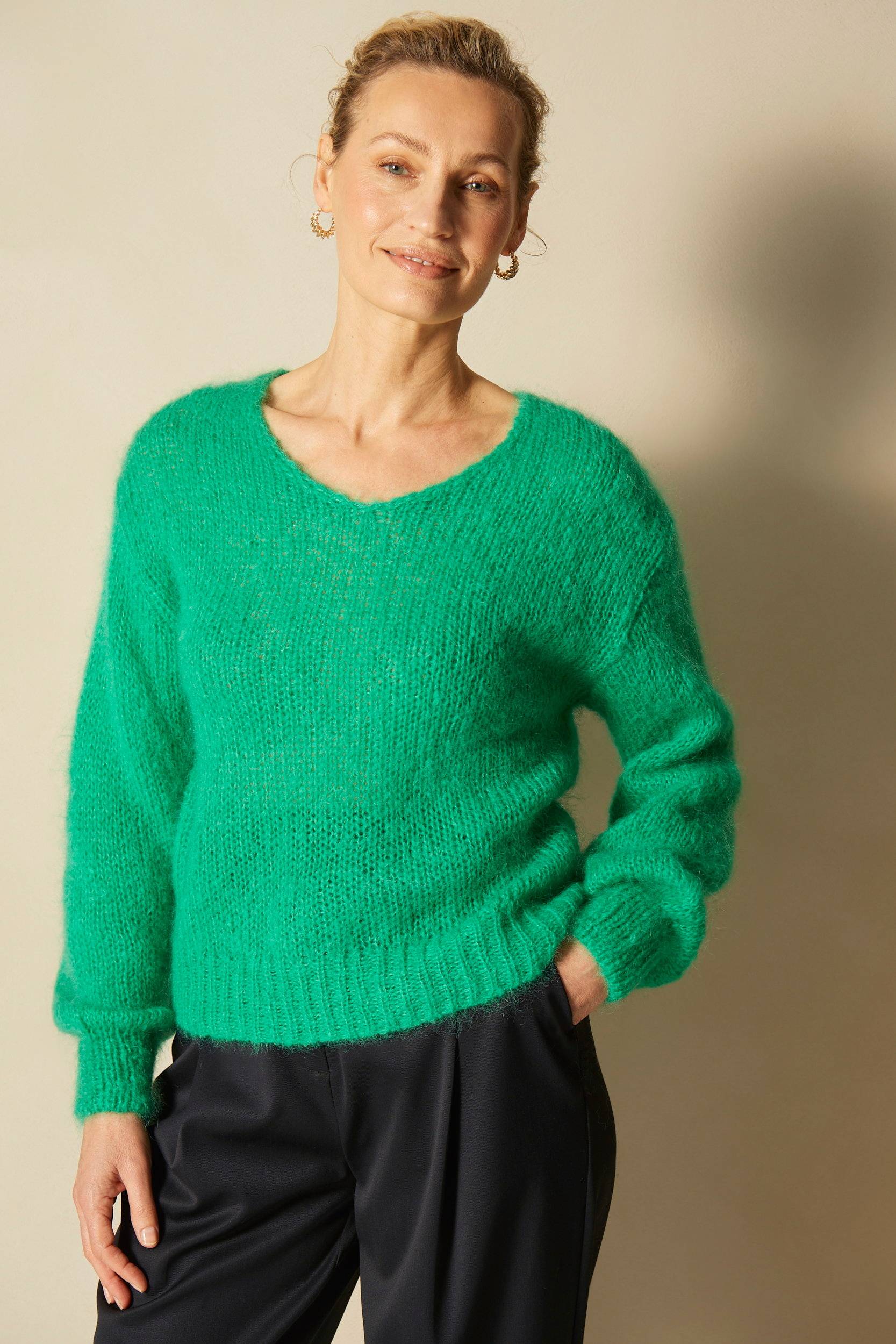 Ellos Tröja Babette Premium i mohairblandning - Grön - Stickade tröjor ...