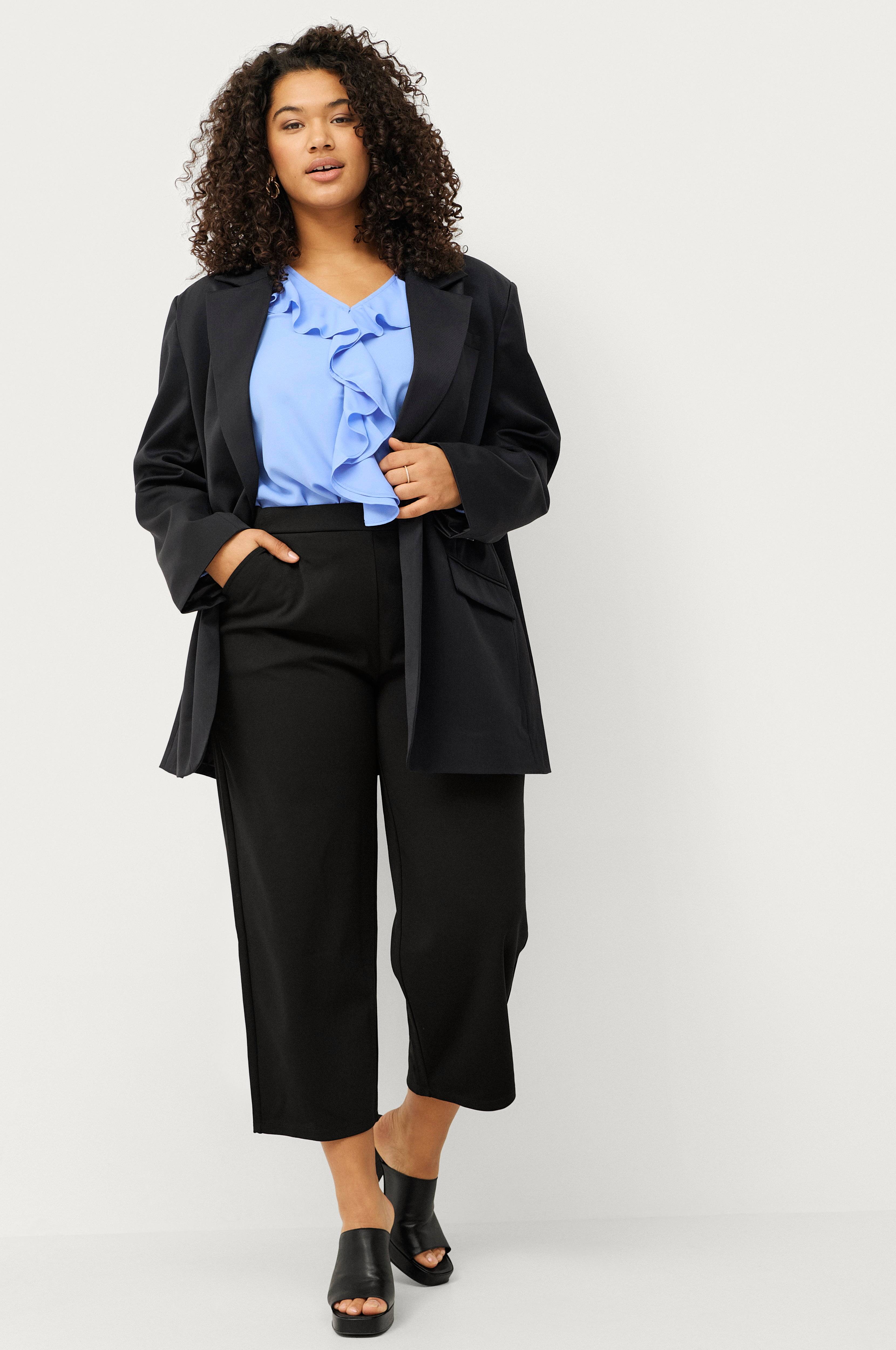 Ellos Byxor Elsa Gropped Wide Leg - Svart - Vida byxor | Ellos.se