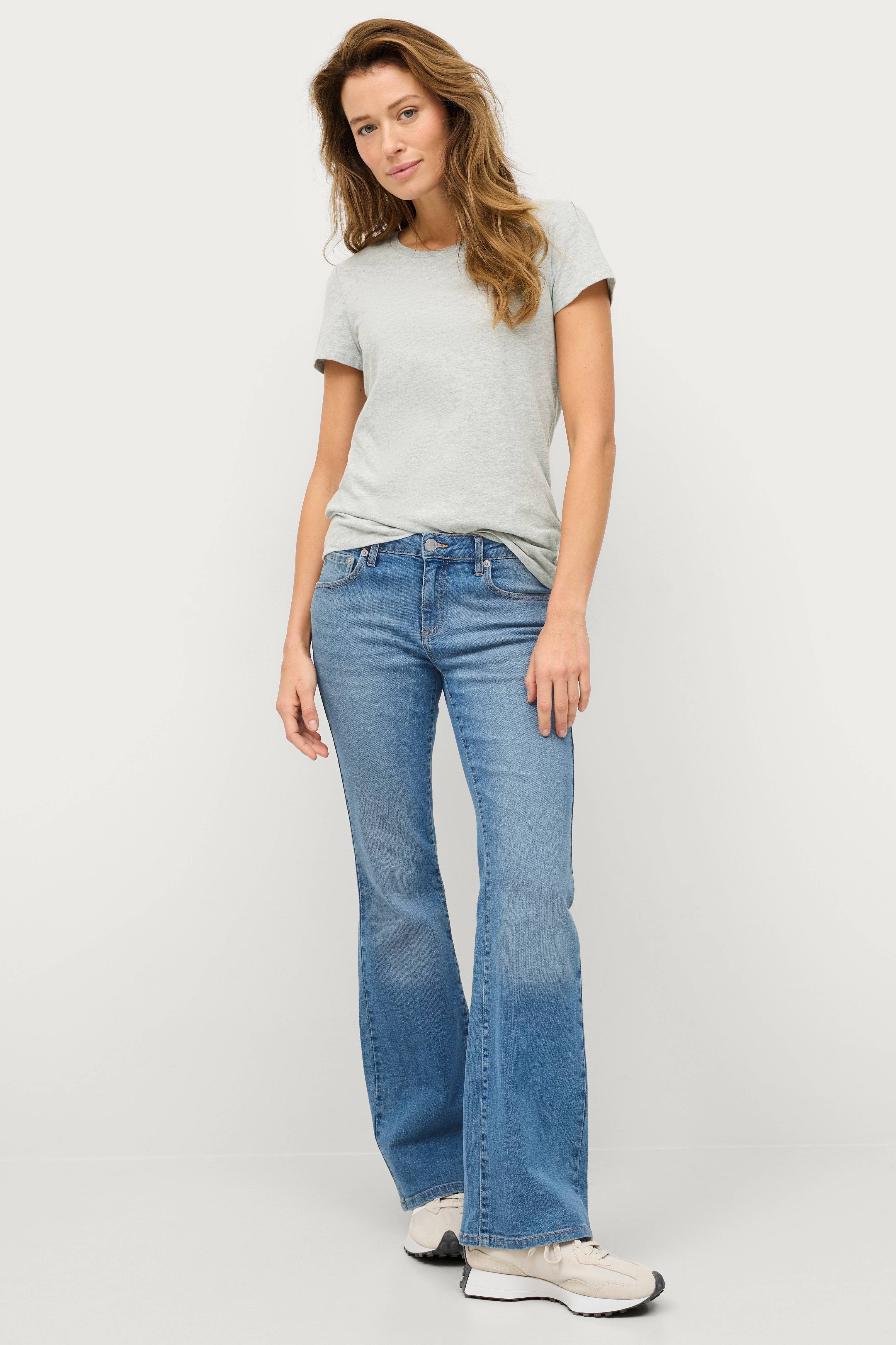 Ellos Utsvingte stretchjeans med lav midje - Blå - Bootcut | Ellos.no