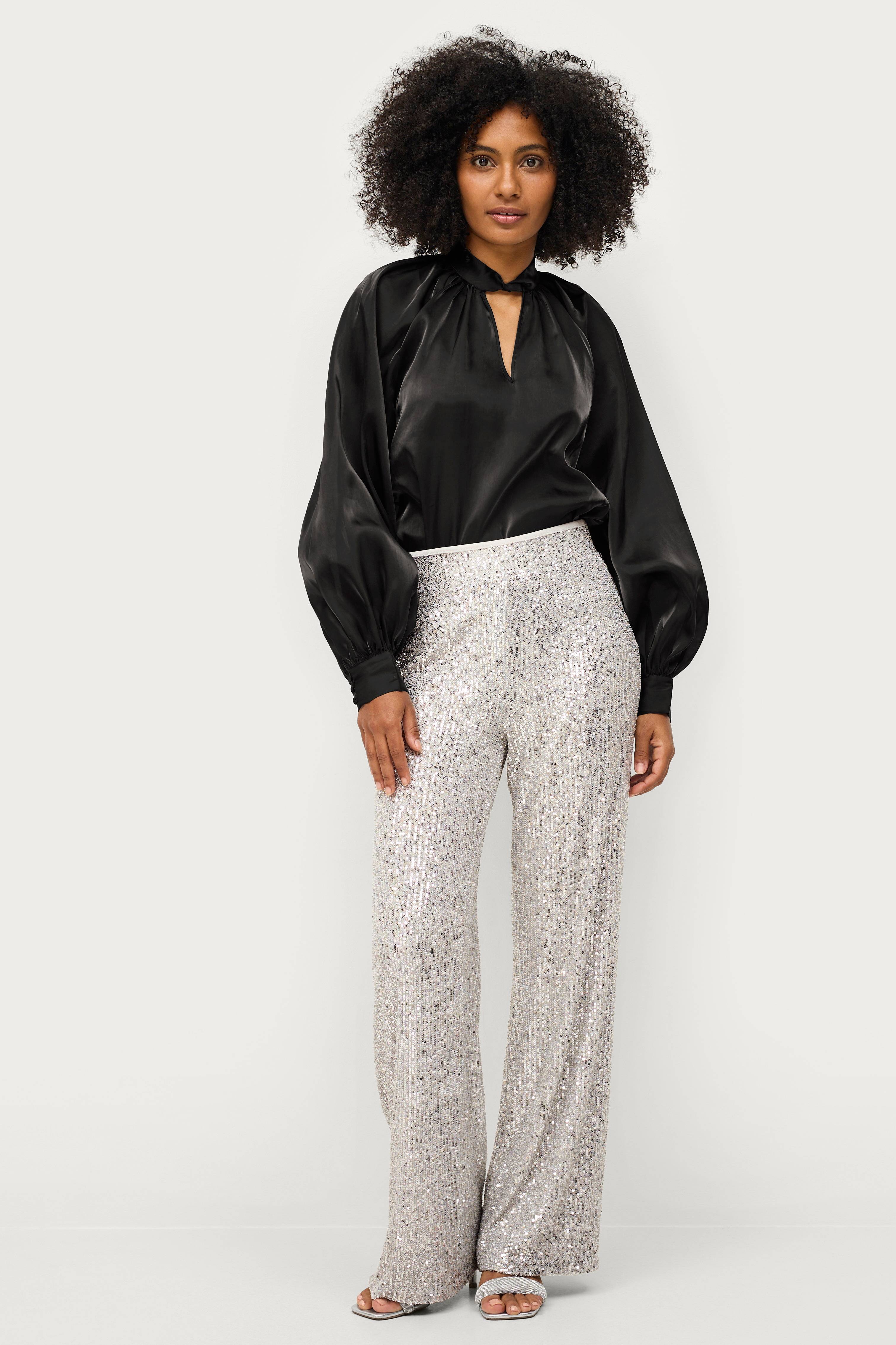 Ellos Paljettbyxor Cora - Silver - Vida byxor | Ellos.se