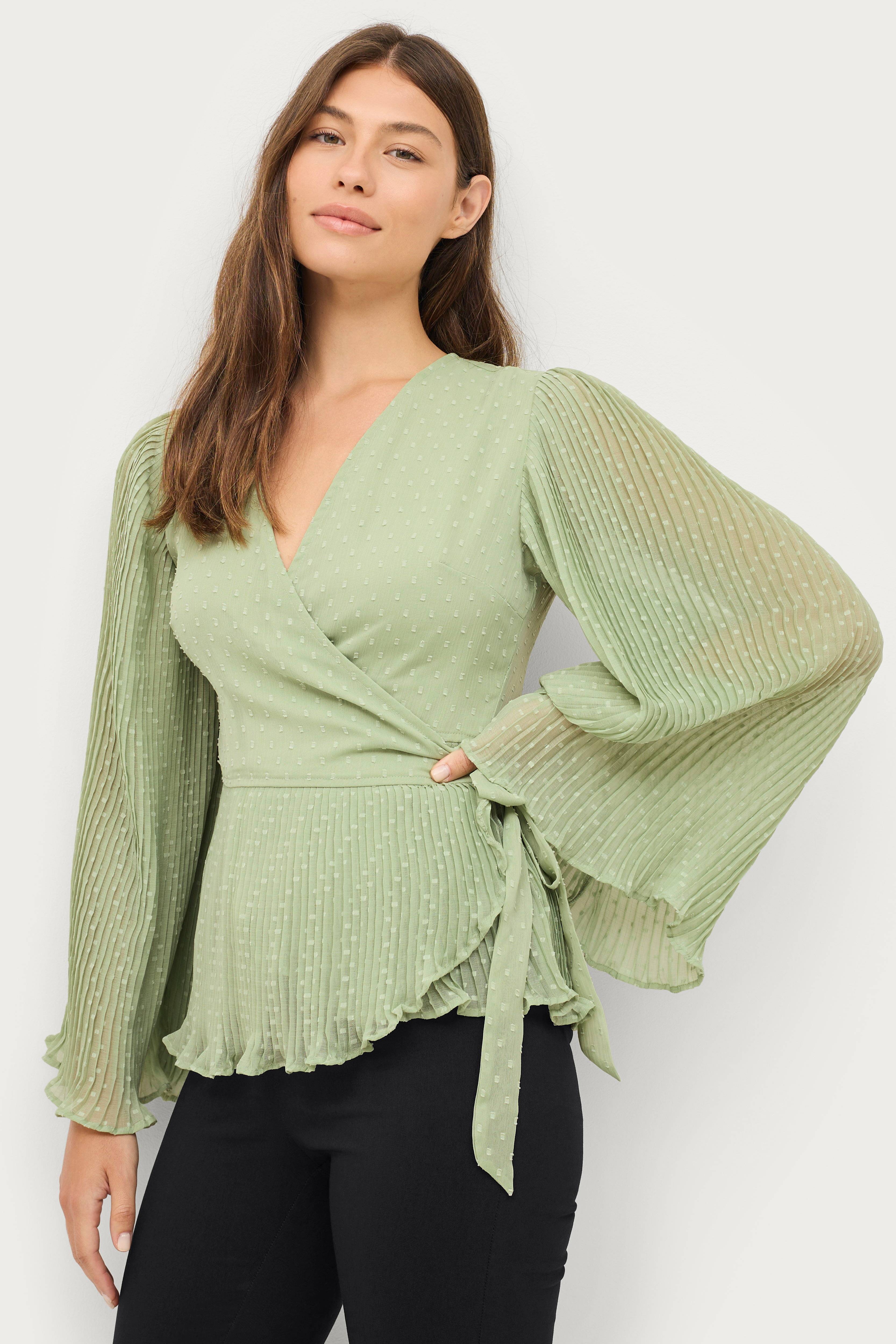 Ellos Slå-om bluse Mindy - Grøn - Bluser | Ellos.dk