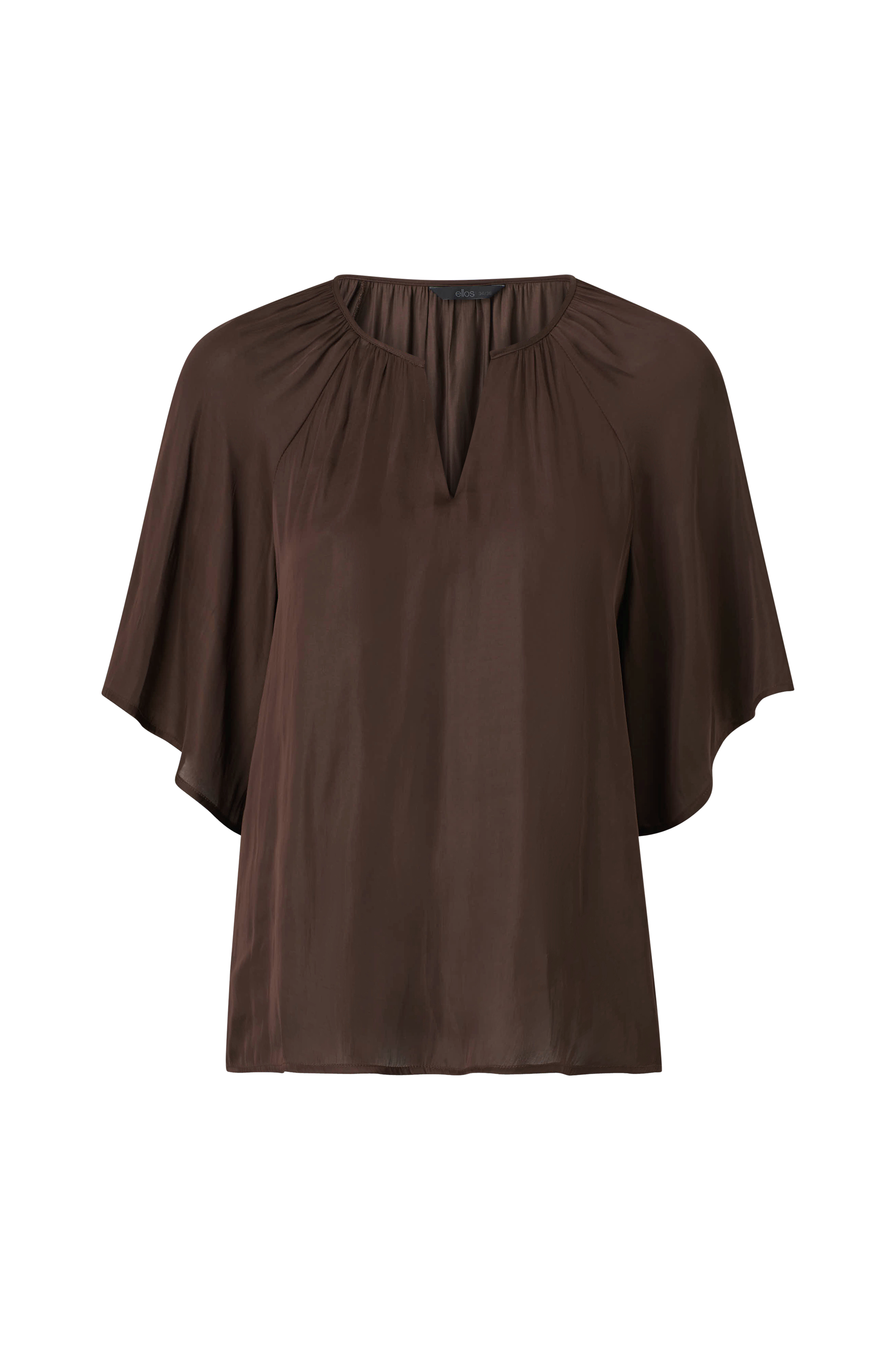 Ellos Satinbluse med korte ærmer - Brun - Bluser | Ellos.dk