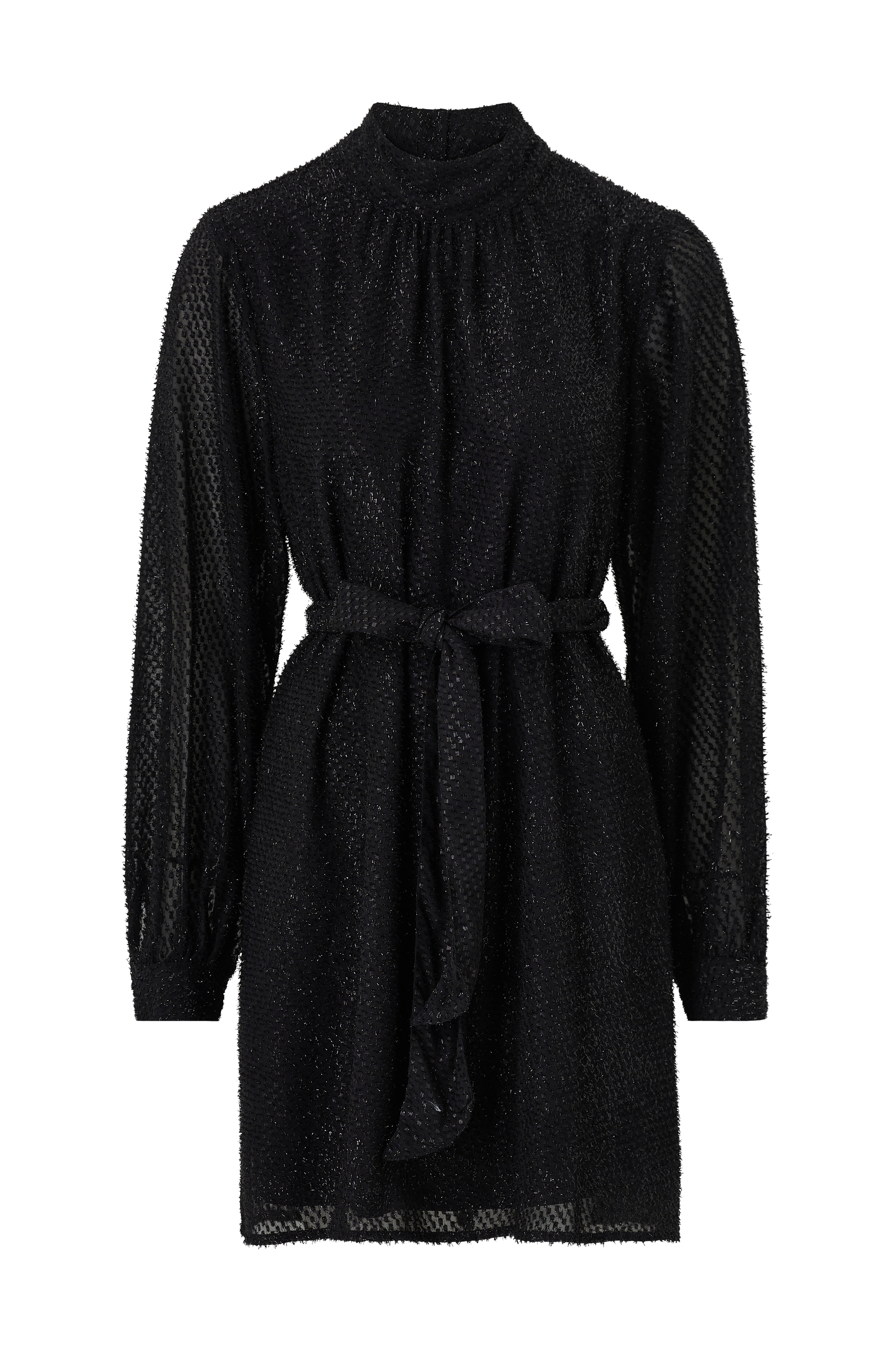 Ellos Kjole i lurex med knytbart belte - Svart - Korte kjoler | Ellos.no