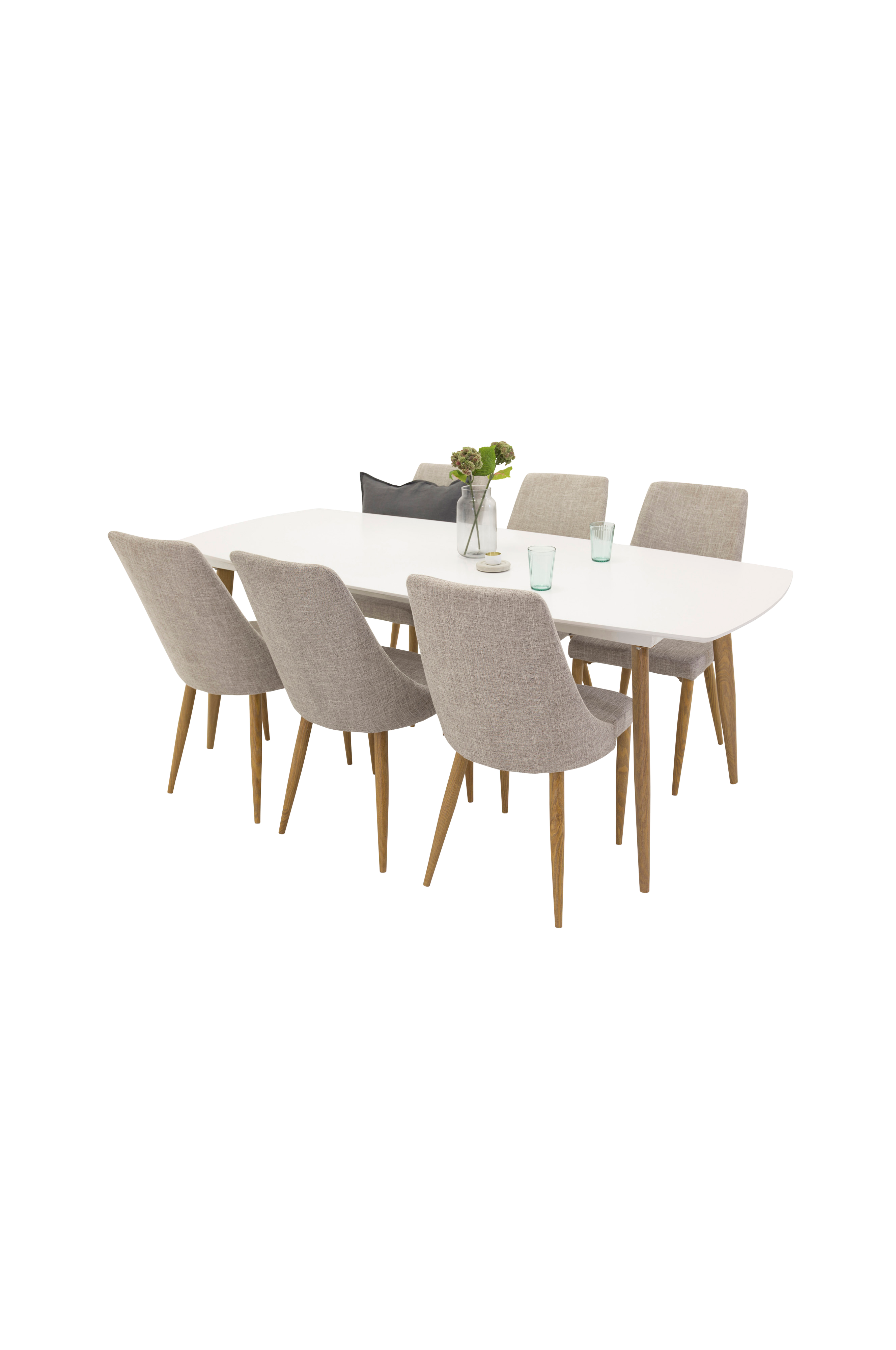 Matgrupp Polar med 6st matstolar Leone - Vit - Möbler | Homeroom