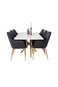 Spisegruppe Pence Spisebord Og 6 Comfort Spisebordsstole Sort