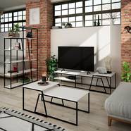 Stuesett Pal Set No 1 Inkl TV benk 2 Sm bord Bokhylle Hvit