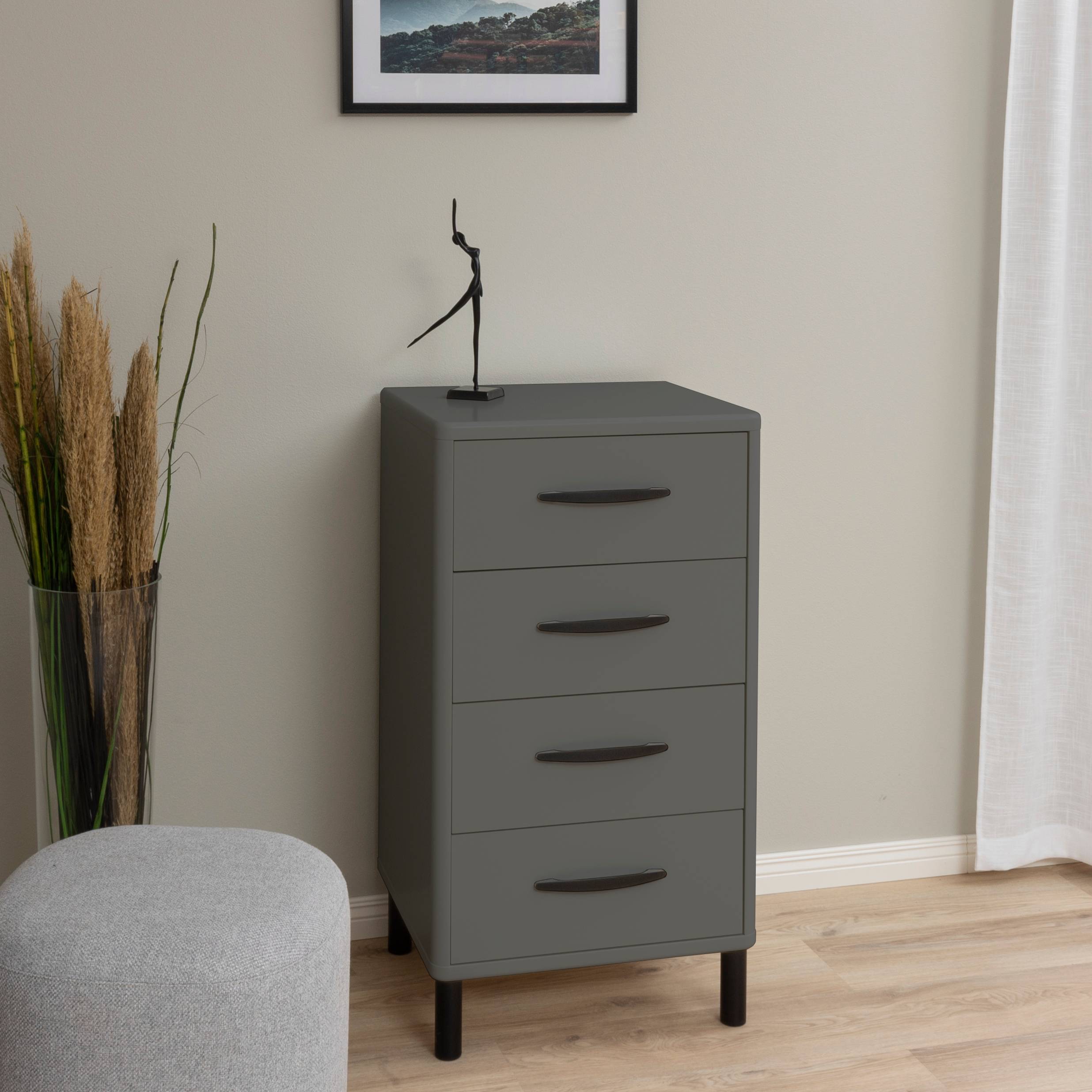 Tenzo Kommode KEY WEST, 4 skuffer, 51x94x43 - Grå - Kommoder | Ellos.no