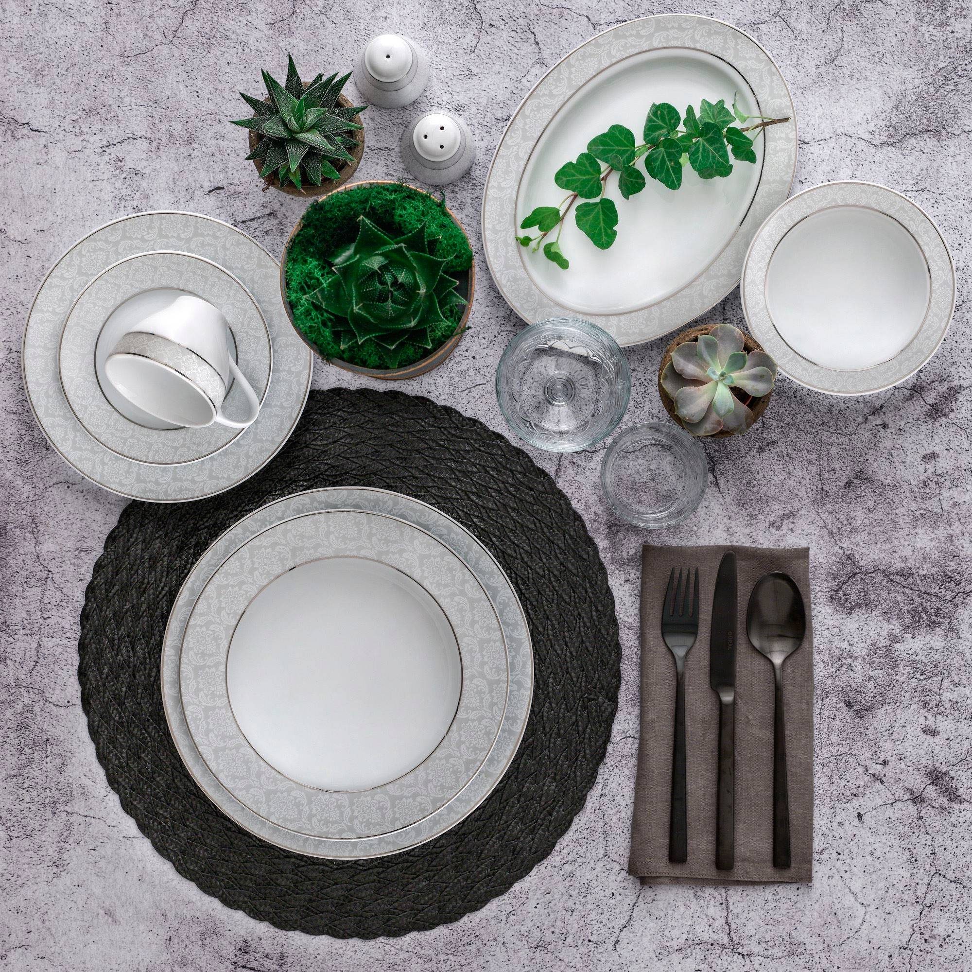 Middagsservise (84 deler) - Hvit - Kjøkken & husholdning | Homeroom