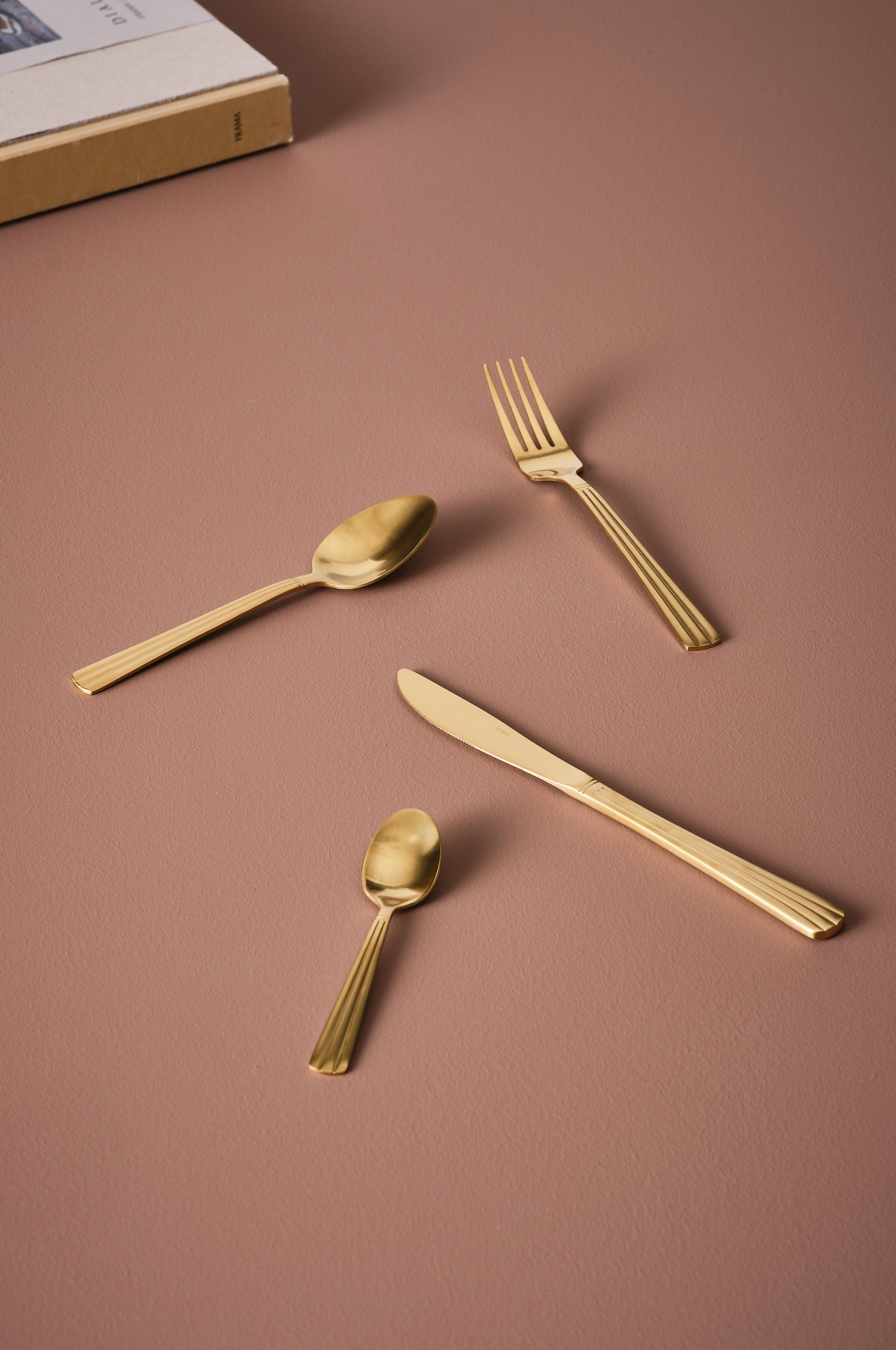 KAIYA bestikk 16 deler - Gull - Kjøkken & borddekking | Jotex