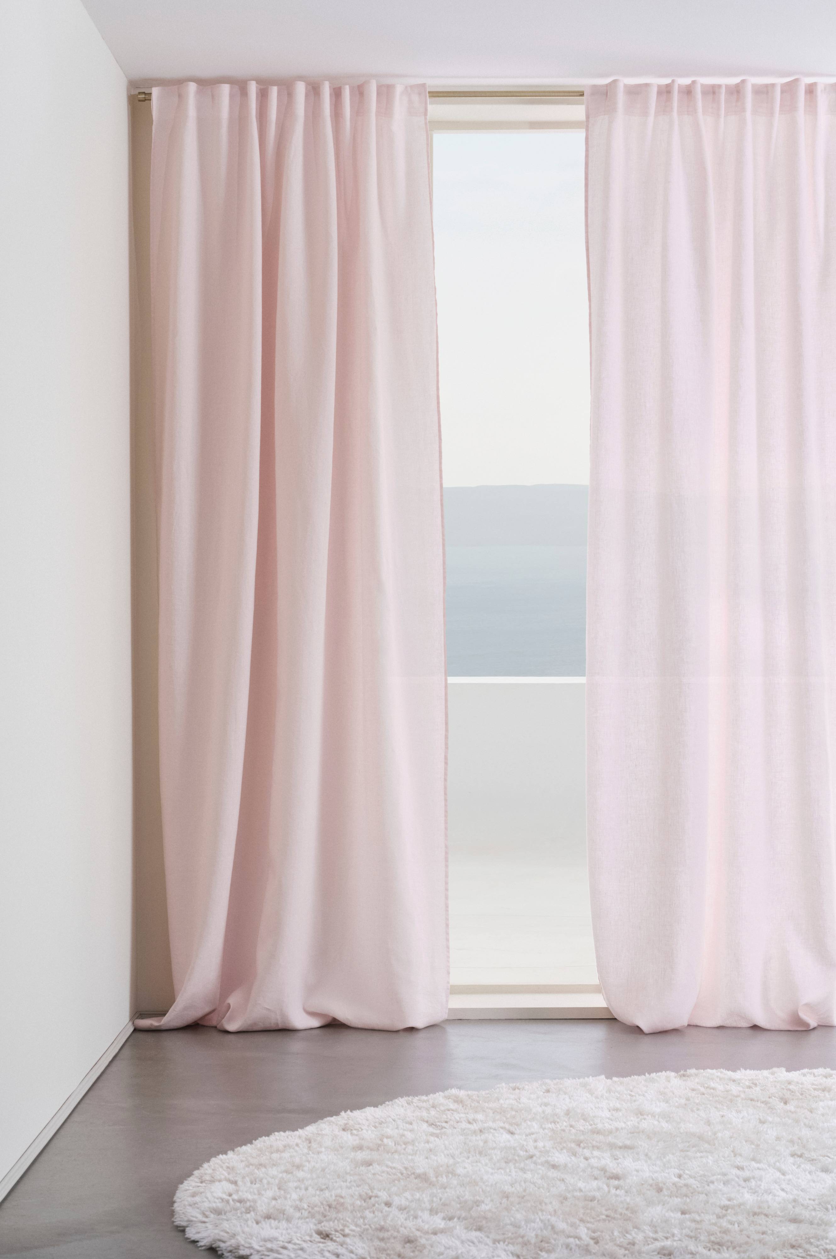 JONIE linnen gordijn 2-pak - Roze - Gordijnen | Jotex