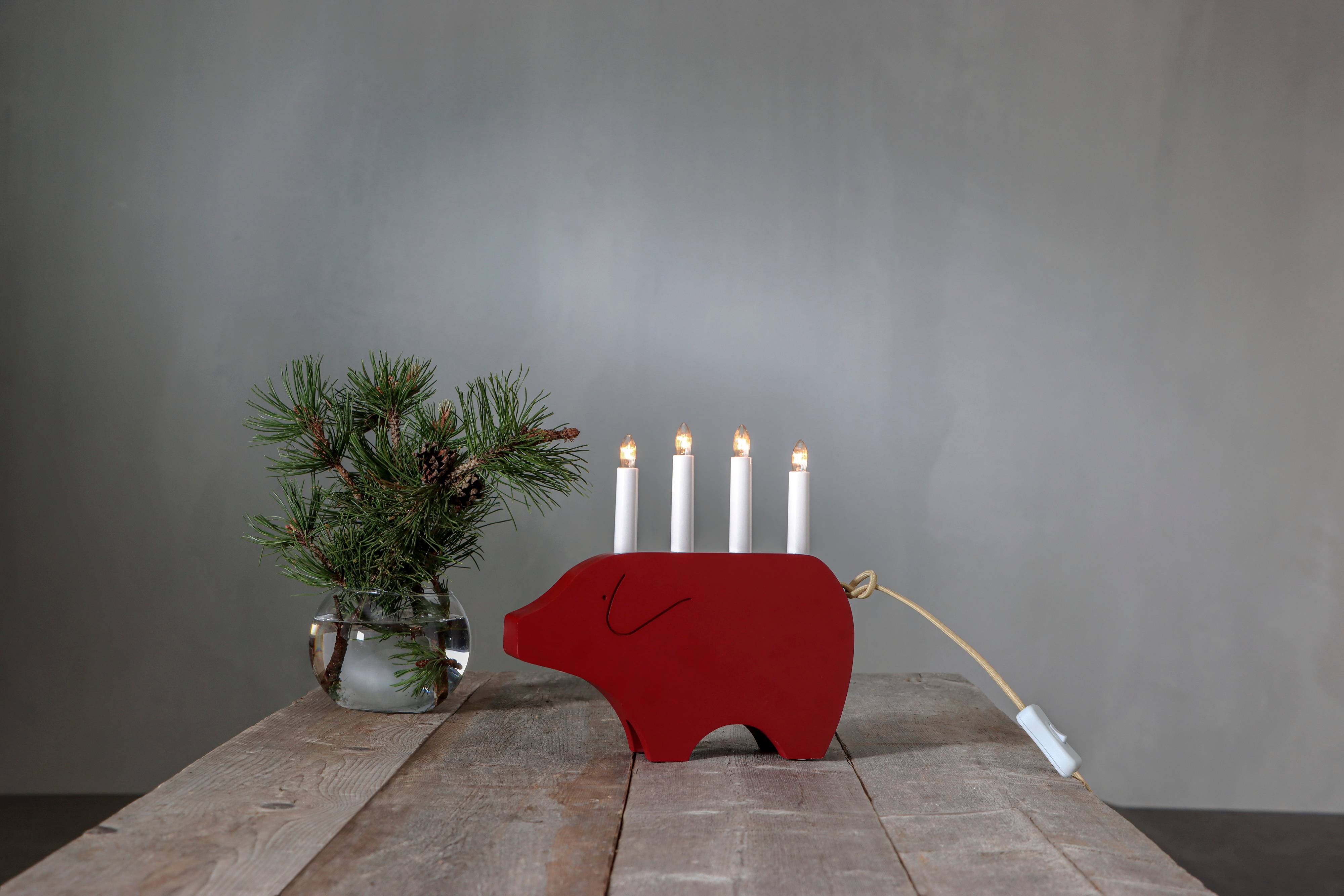 Kerzenleuchter Gry, 28 cm hoch - Rot - Beleuchtung | Jotex