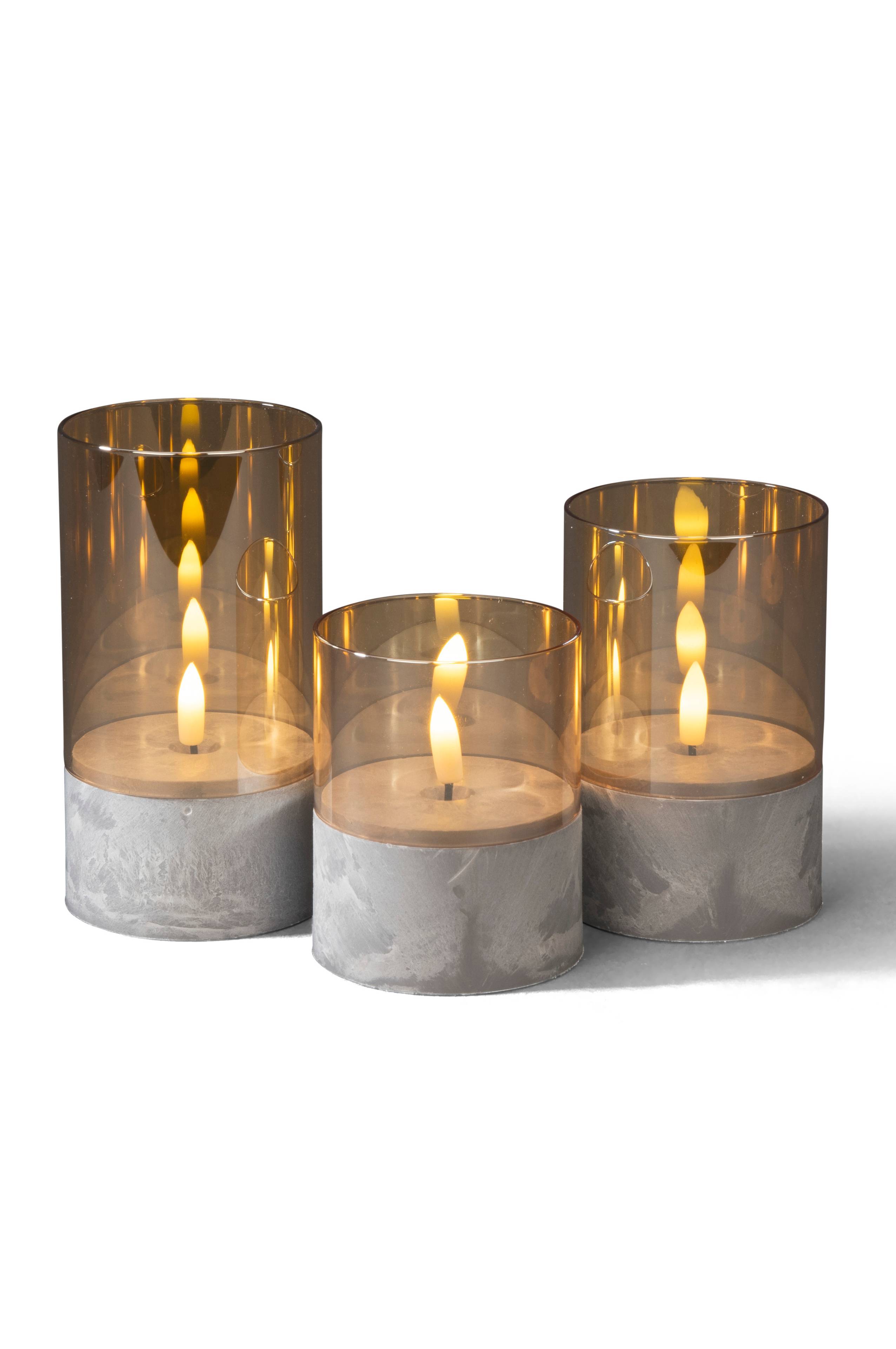 B/O Led-lys med glass 15 cm - Grå - Dekor | Jotex